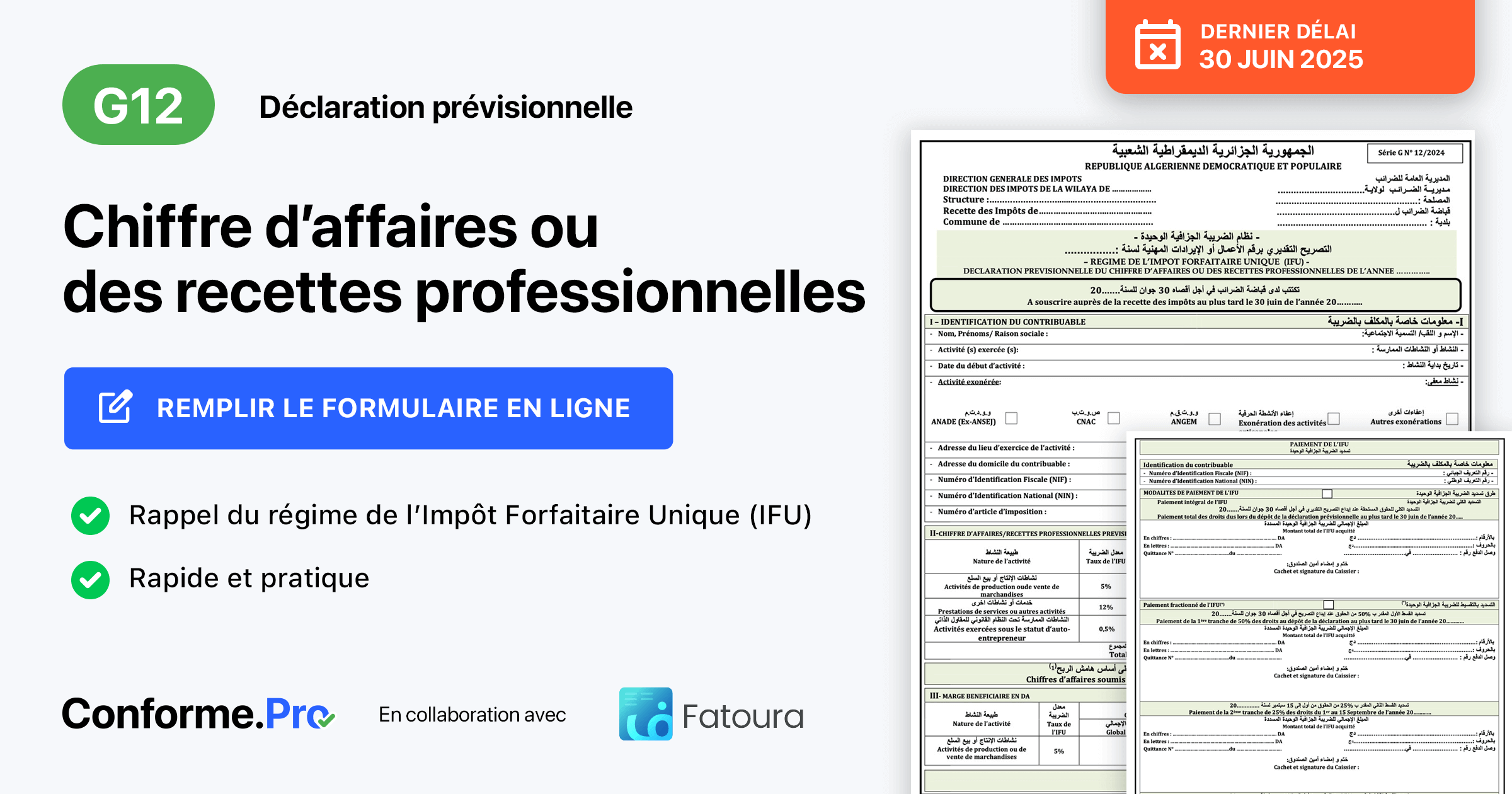 Formulaire G12 2025 : Déclaration prévisionnelle du chiffre d’affaires ...